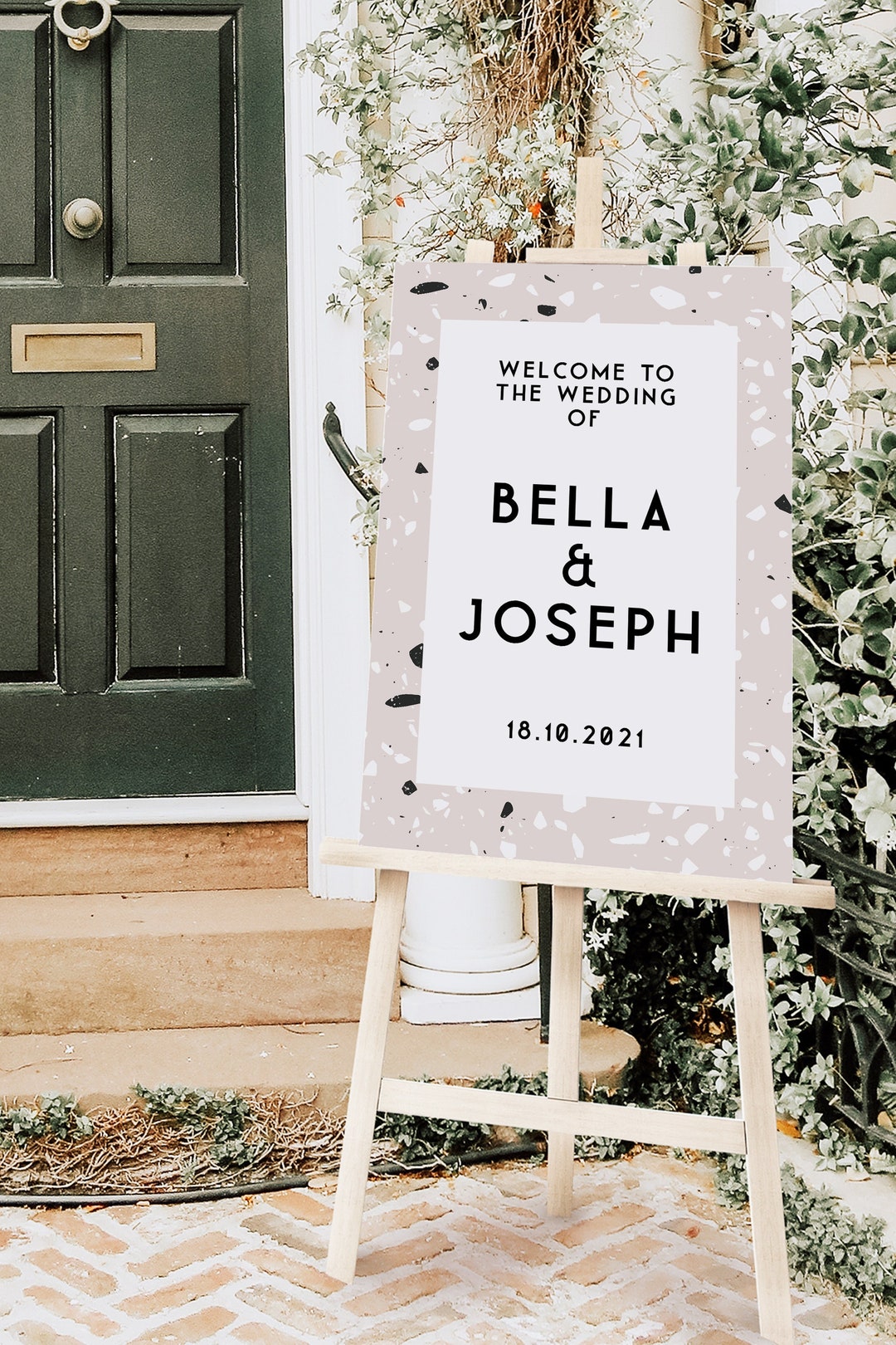 Terrazzo Wedding Welcome Sign Template, Modern Minimalist Wedding ...