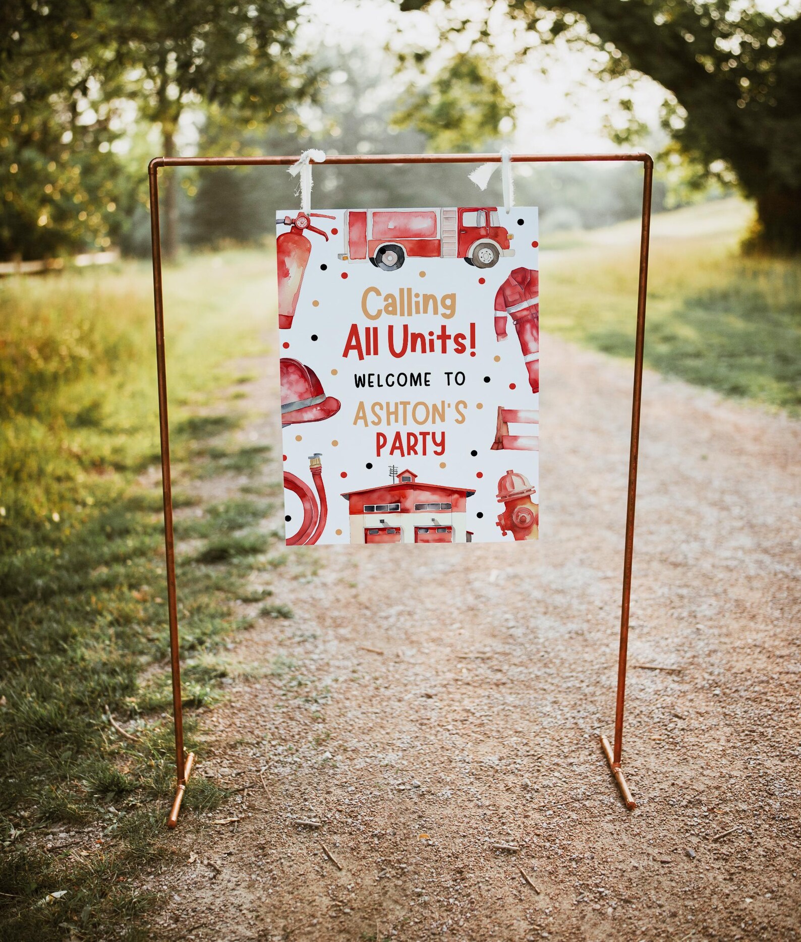 Fire Truck Welcome Sign, Fireman Editable Template Printable Instant ...