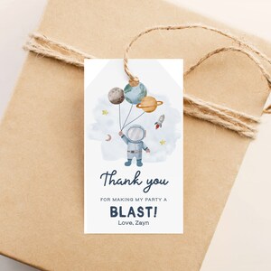 Editable Outer Space Favor Tags Space Birthday Thank You Label ...