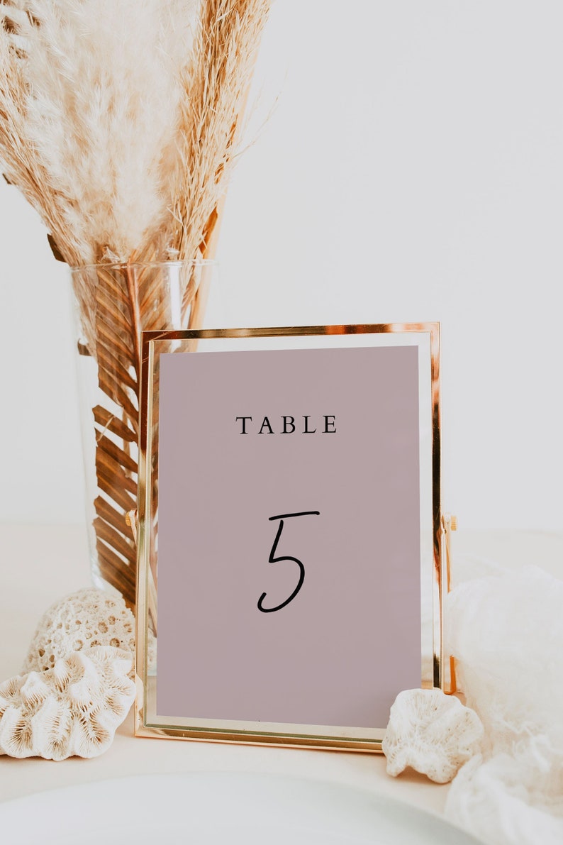 Wedding Table Number Template, Blush Table Numbers, Modern Minimalist ...
