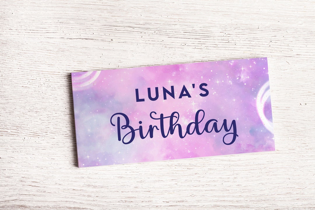 Galaxy Chocolate Wrapper, Space Candy Bar Label Pink Purple Neon ...