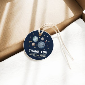 Editable Outer Space Favor Tags Space Birthday Thank You Tag Label ...