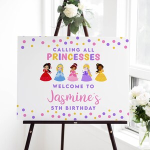 Editable Welcome Sign for Kids - Princess Colorful DIY Printable ...