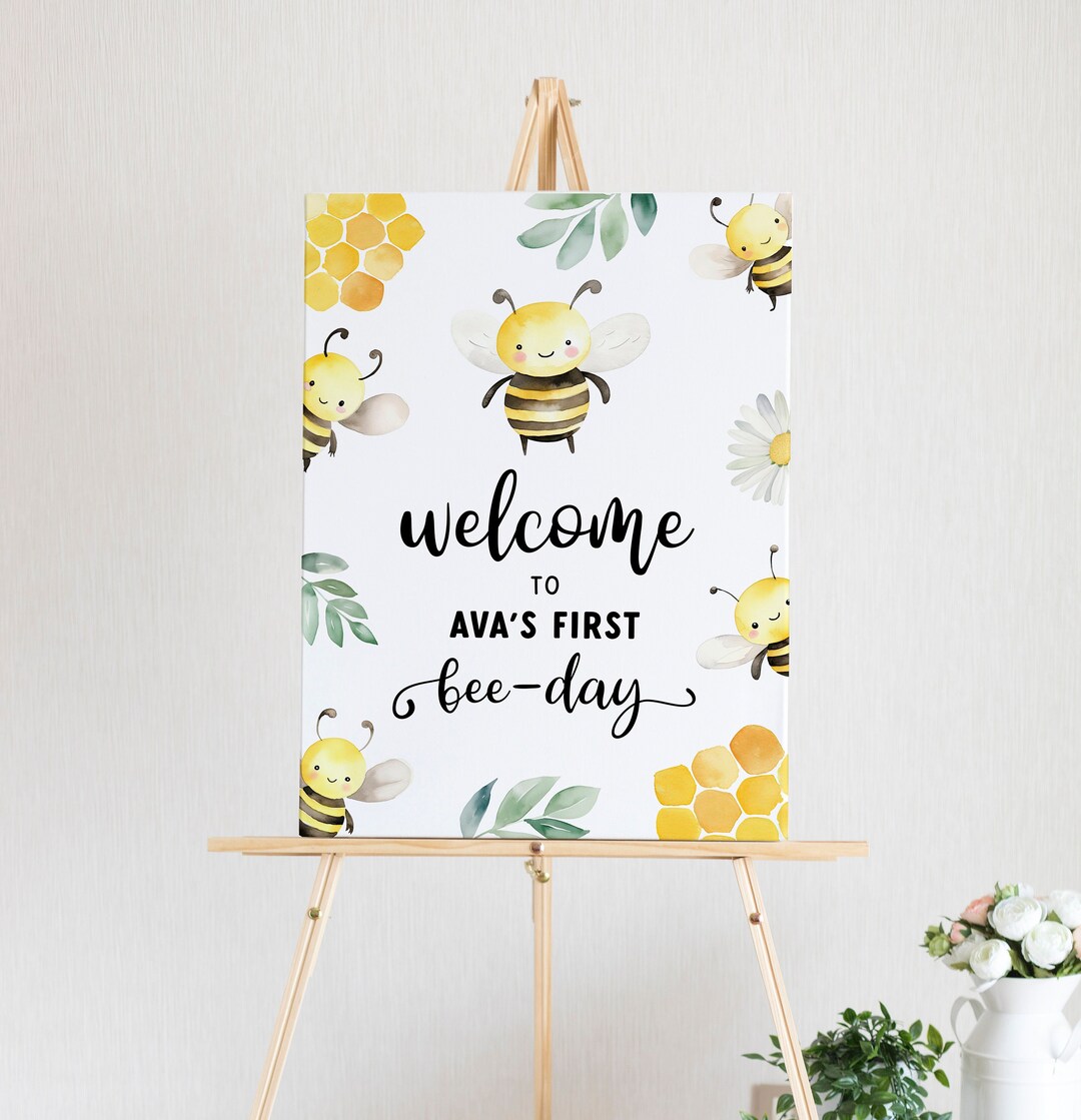 Honey Bee Welcome Sign, Editable Template Printable Instant Download ...