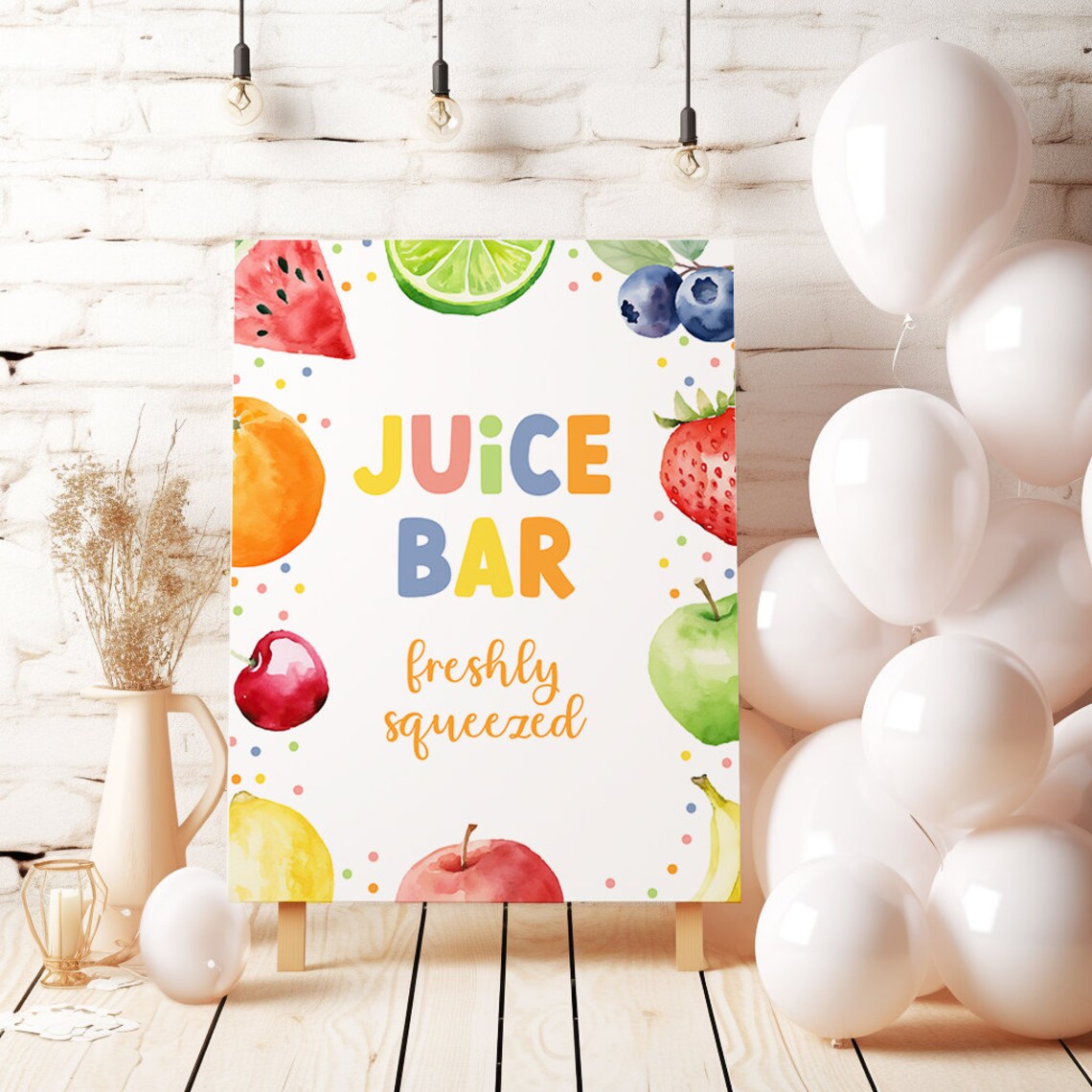 Juice Bar Drinks Sign, 8x10 Tutti Fruity Editable Template Printable ...