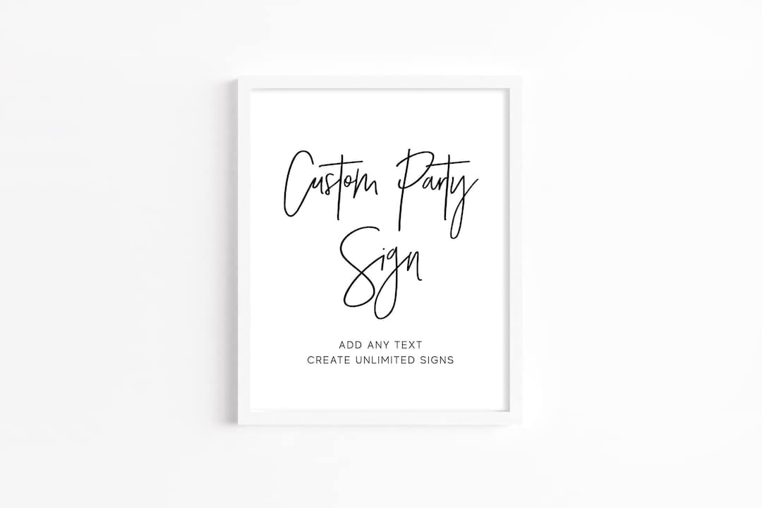 Simple Custom Party Sign INSTANT DOWNLOAD Printable Birthday Party ...