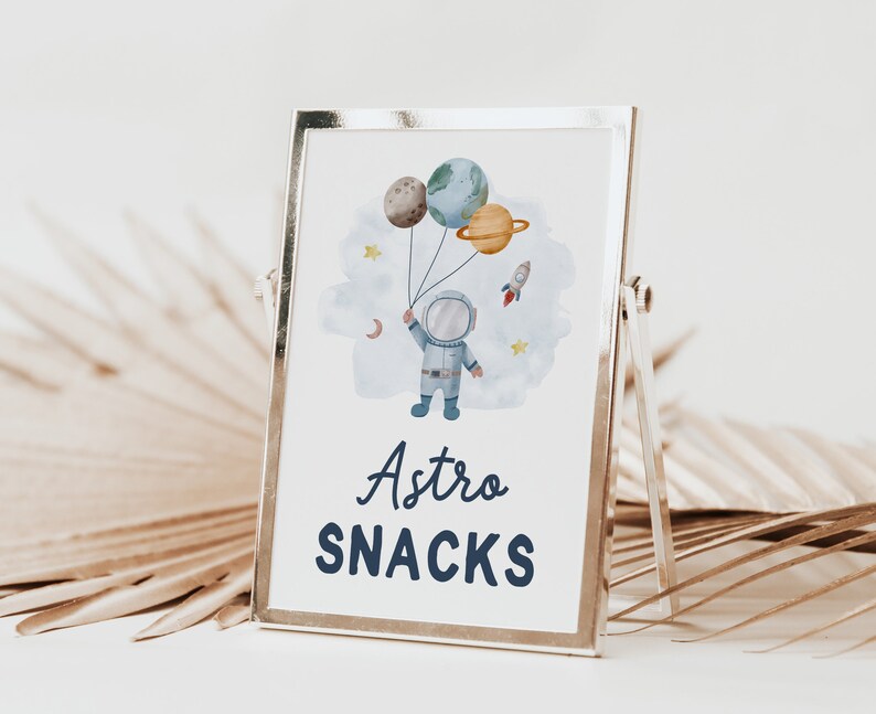 Astro Snacks Space Party Sign Outer Space Birthday Sign Astronaut ...