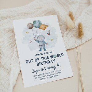 Editable Out of This World Birthday Invitation Outer Space Planets ...