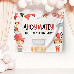 Pirate Backdrop Banner, Editable Template Printable Instant Download ...