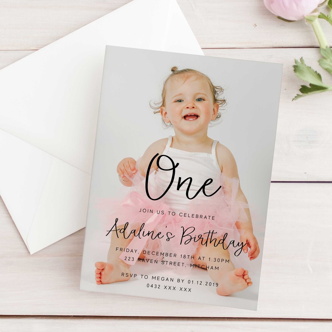 Editable Photo Printable 1st Birthday Party Invitation Download ...