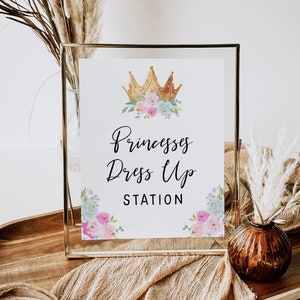 Editable Princess Party Sign Template, Princess Dress up Station Party ...
