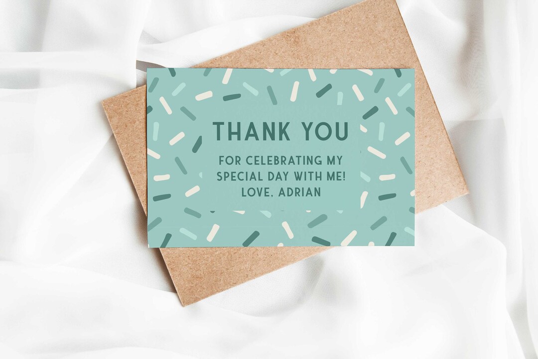 Sprinkle Thank You Card INSTANT DOWNLOAD Personalised Thank You Note ...