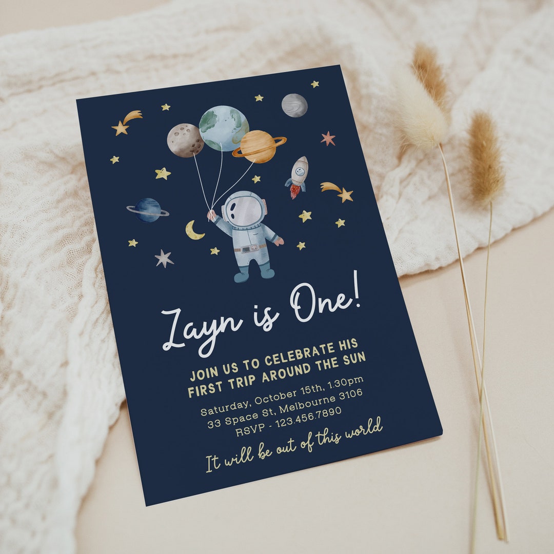 Editable Outer Space Birthday Invitation Template Out of This World ...