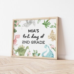First Day of School Sign - Dinosaur Editable Template, Instant Download ...