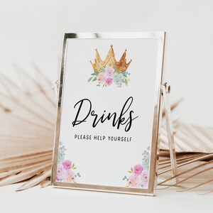 Editable Princess Party Sign Template, Drinks Table Sign, Instant ...