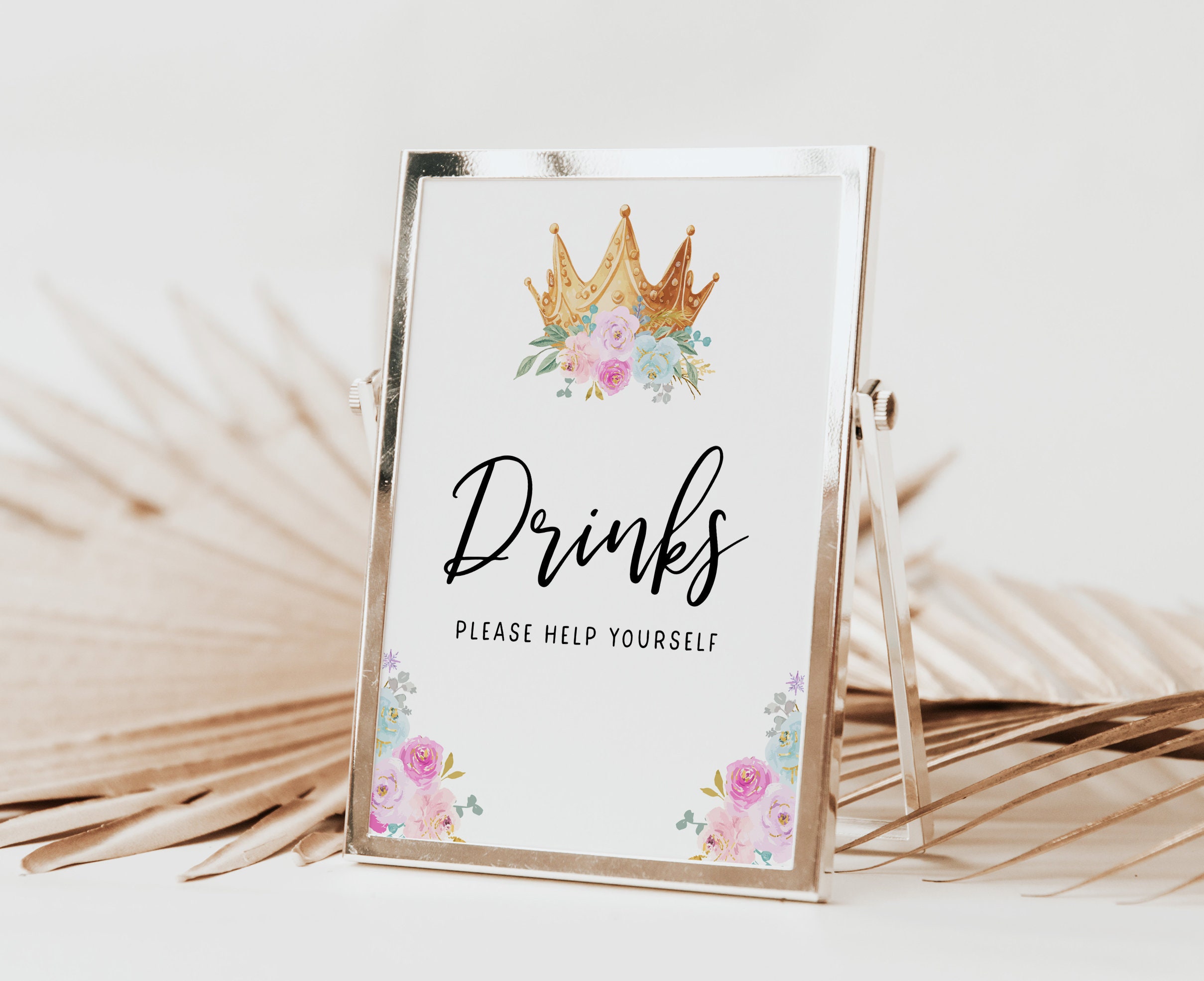 Editable Princess Party Sign Template Drinks Table Sign - Etsy Australia