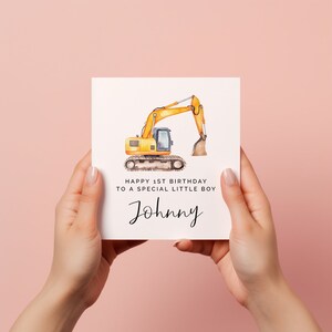 Birthday Card for Boys, Crane & Bulldozer Personalised Construction ...