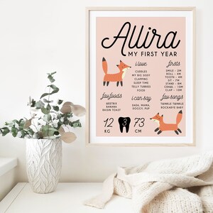 Fox Milestone Poster for First Birthday, Woodland Printable ...