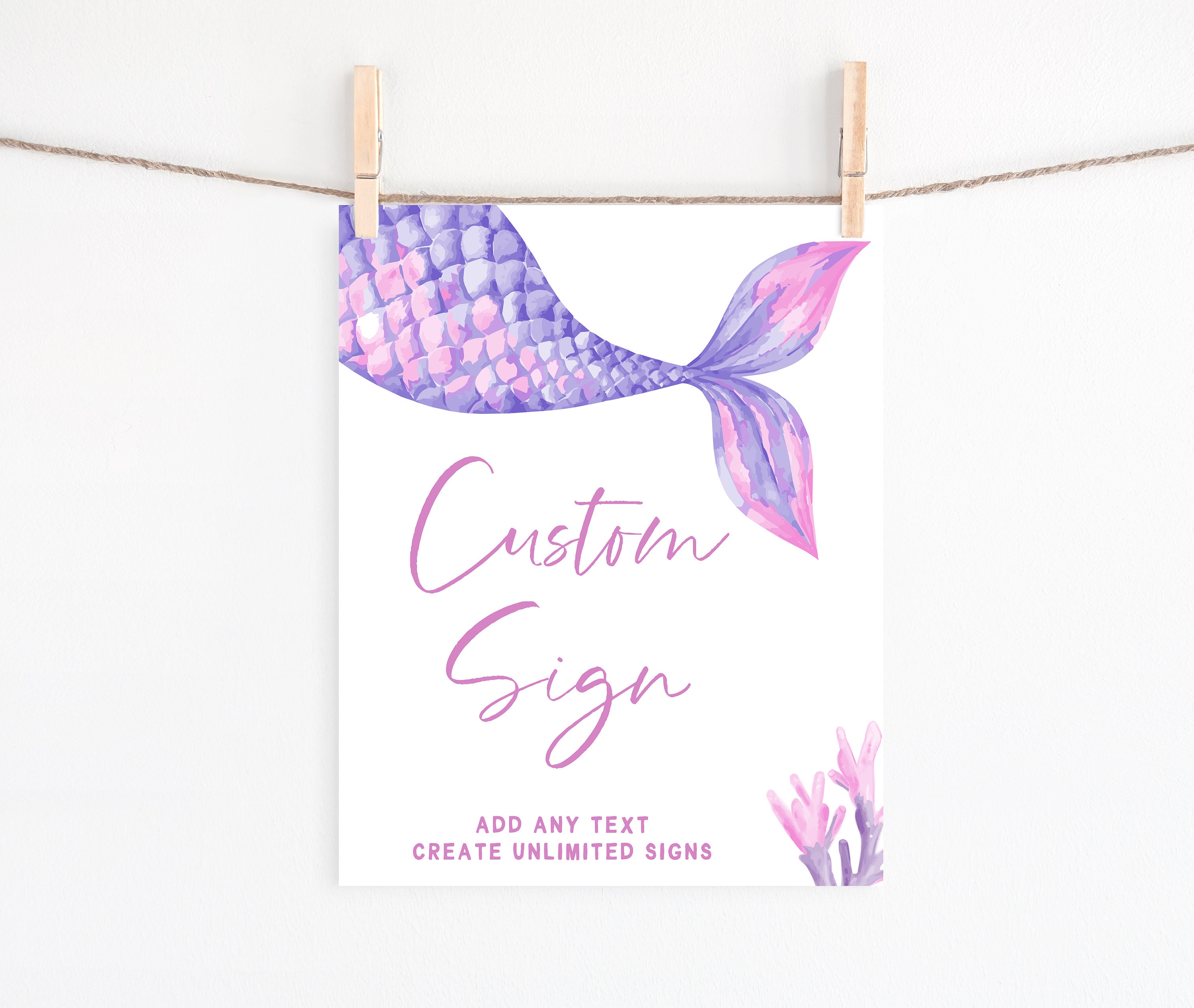 Mermaid Party Sign Custom Text Sign Under the Sea Birthday - Etsy Australia