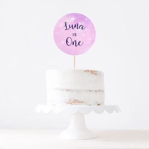 Galaxy Cake Topper, Editable Instant Download Pastel Neon Sparkle ...