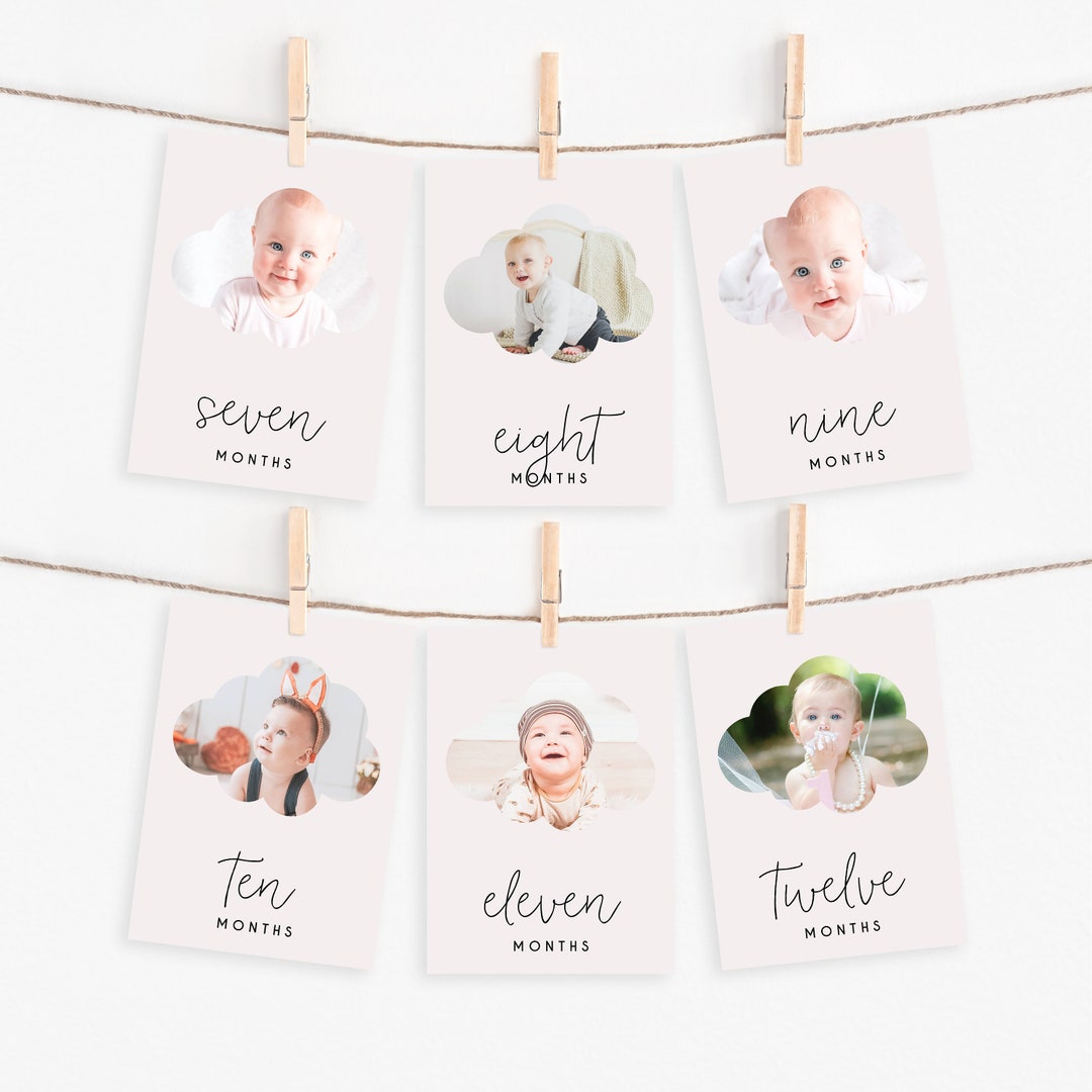 First Birthday Photo Banner 1st Birthday Photo Banner Modern Pink Cloud ...