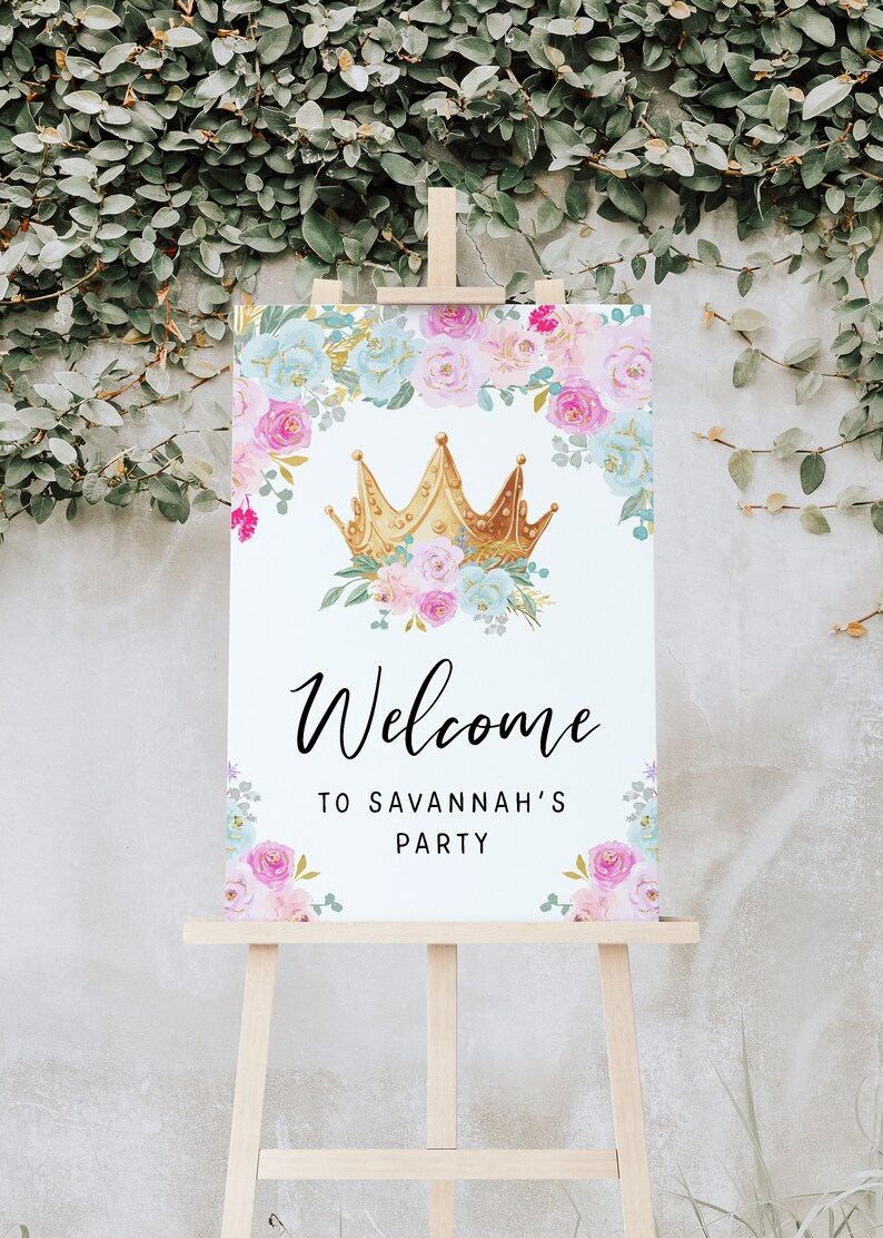 Printable Welcome Sign Princess First Birthday Welcome Poster - Etsy ...