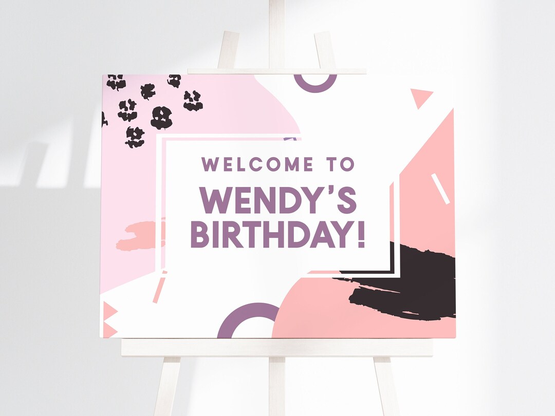 Abstract Welcome Sign Printable Template, Printable Pink Party Welcome ...