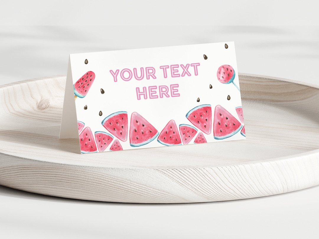 Place Card Labels, Editable Printable Watermelon Buffet Signs Kids 1st ...