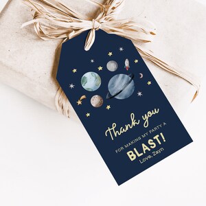 Editable Outer Space Favor Tags Space Birthday Thank You Label ...