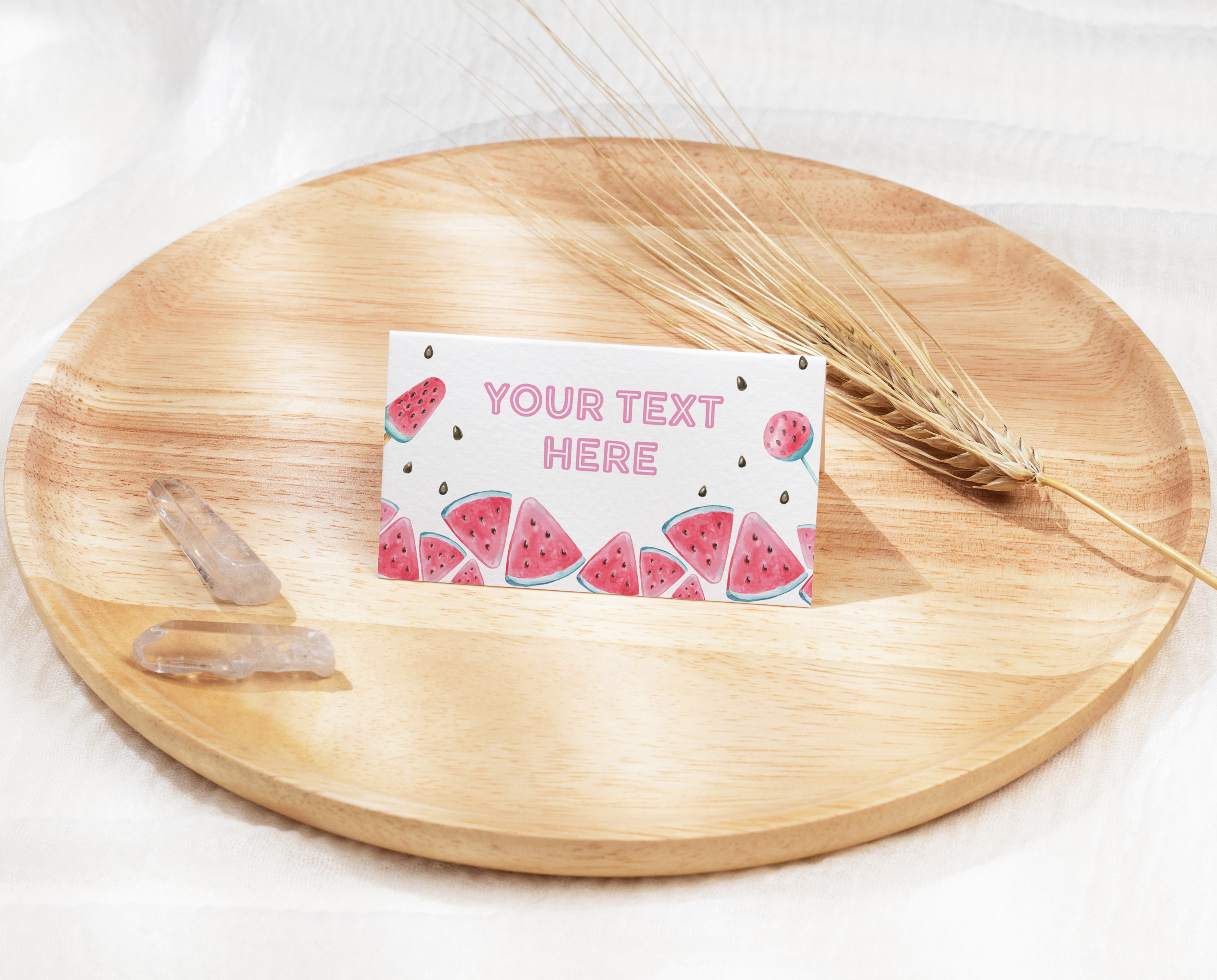 Place Card Labels, Editable Printable Watermelon Buffet Signs Kids 1st ...
