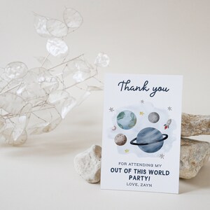 Space Birthday Thank You Card Astronaut Planets Outer Space Party ...