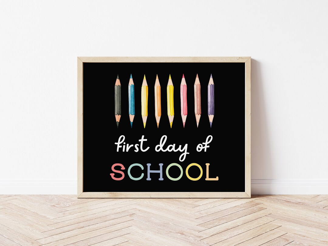 Back to School Sign, Editable First Day of School Chalkboard Poster ...