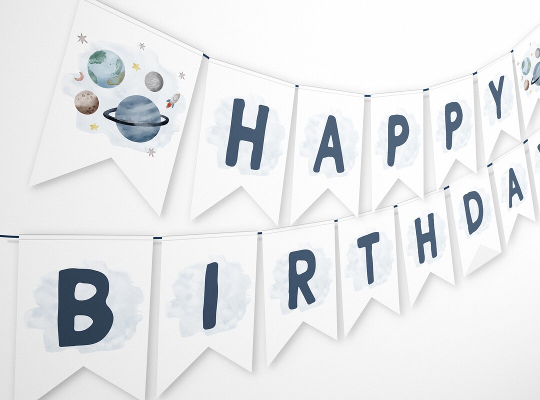 Outer Space Birthday Banner Outer Space Birthday Party Decorations ...