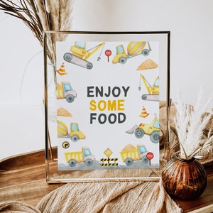 Construction Themed Food Table Sign Editable Template for Birthday ...