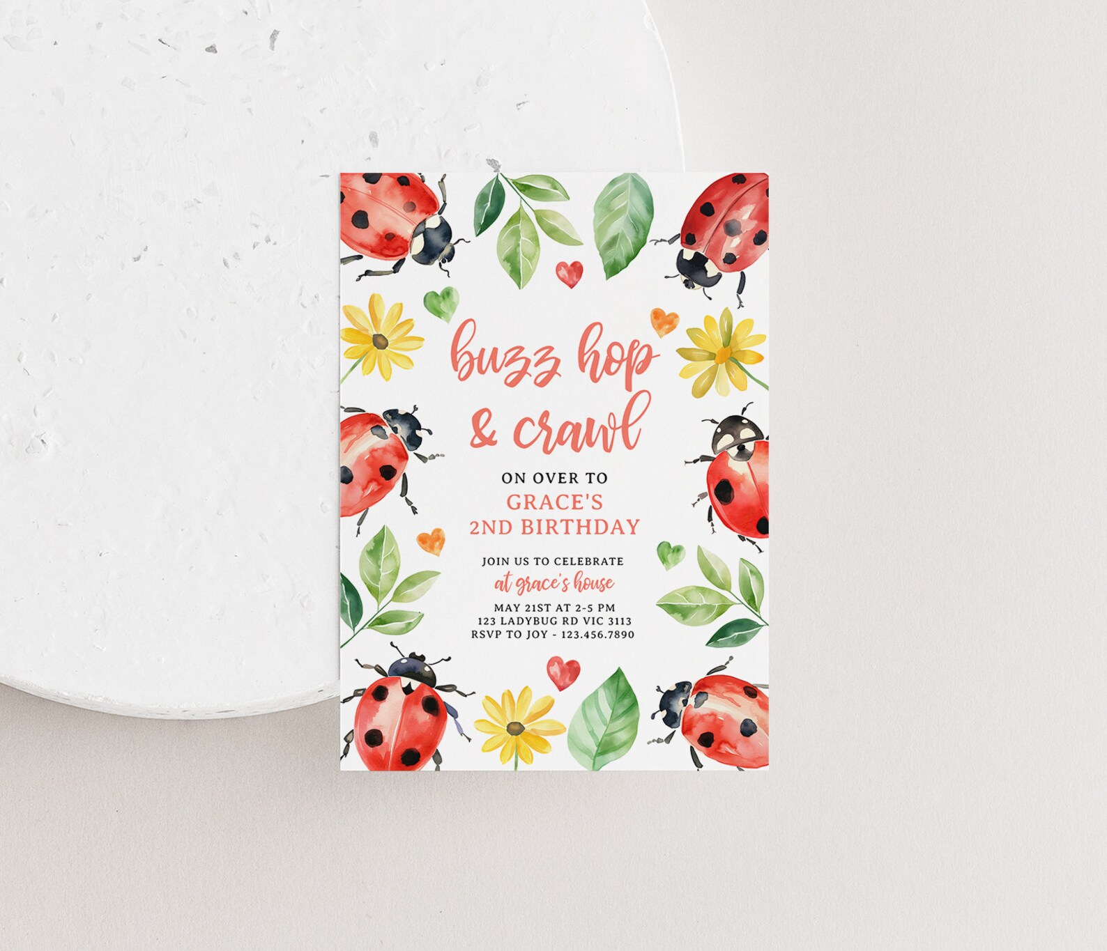 Ladybug Birthday Invitation, Editable Template Kids Girls Ladybird ...