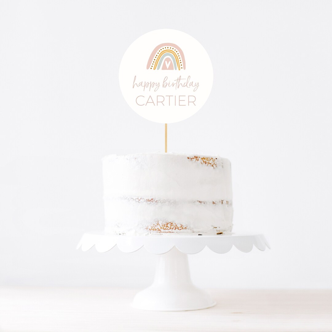 Editable Cake Toppers, Rainbow Printable Cake Topper Template, Instant ...