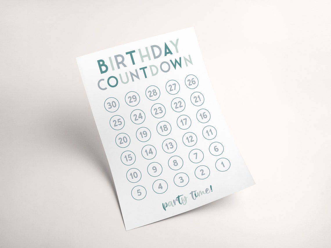 Birthday Countdown Printable Template Kids Bday Party - Etsy