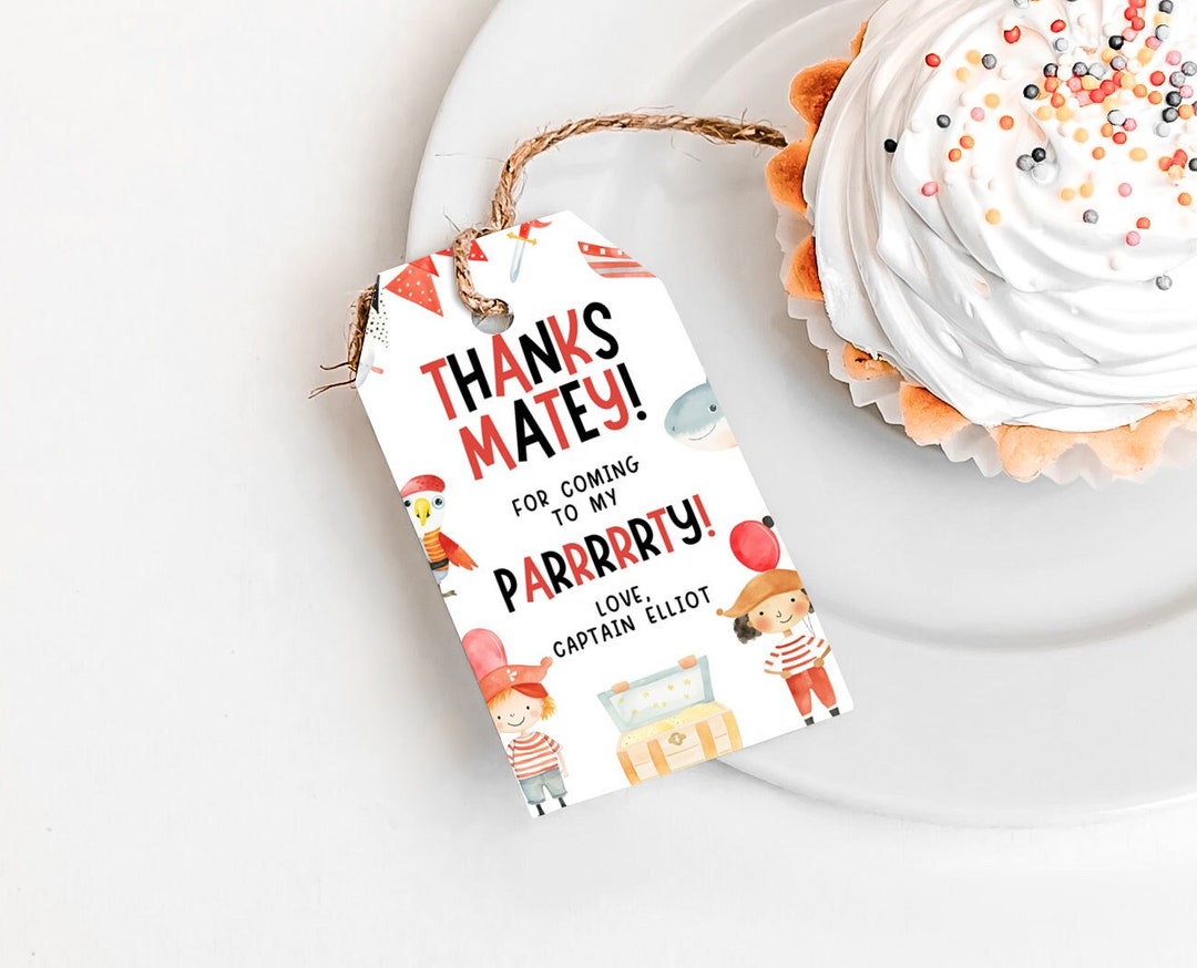 Pirate Thank You Tag, Editable Template Printable Instant Download ...