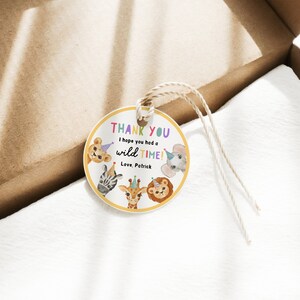 Editable Party Animals Favor Tags, Girl or Boy Wild One Safari Animals ...