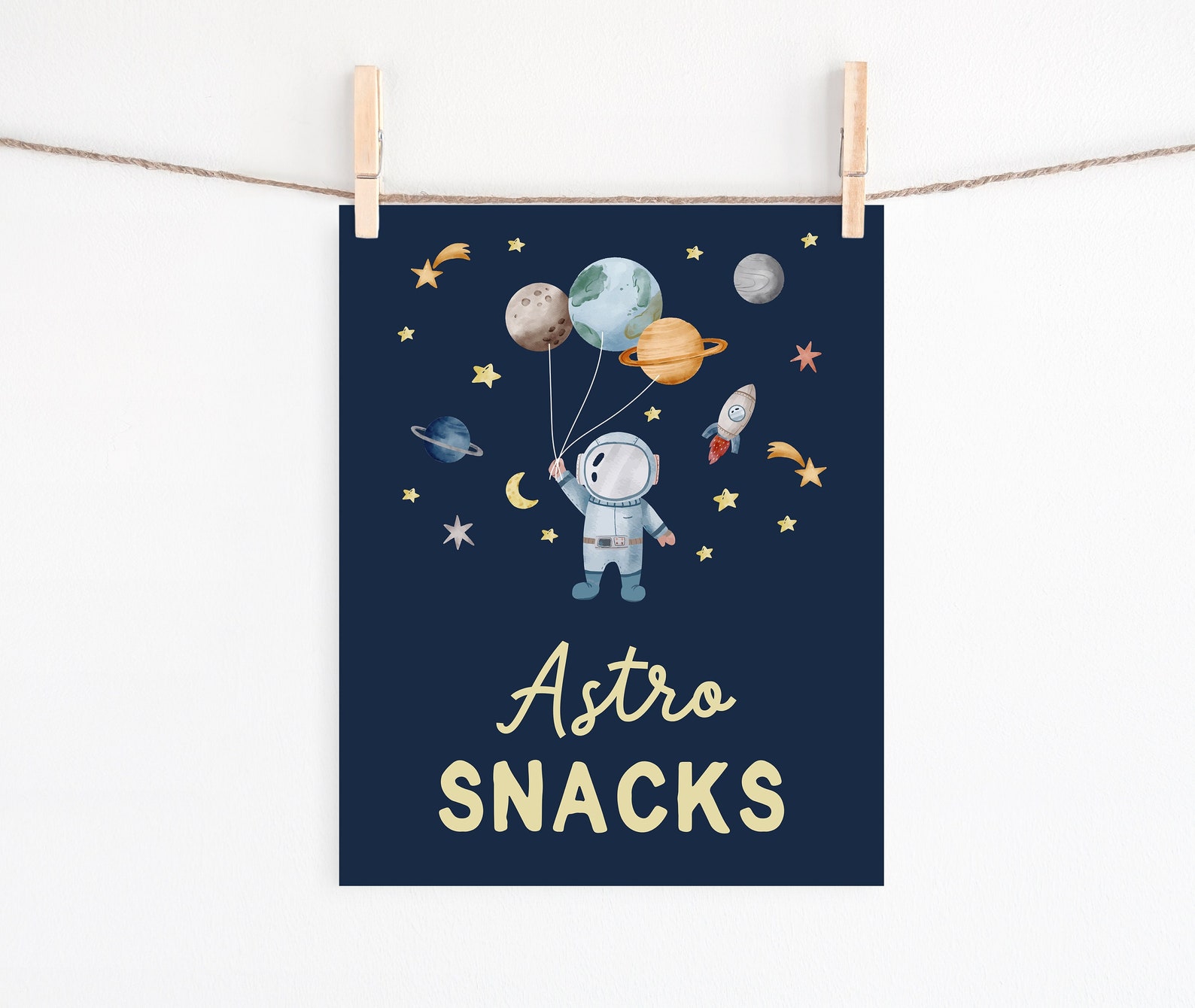 Astro Snacks Space Party Sign Outer Space Birthday Sign Astronaut ...