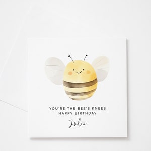 Bee Birthday Card, Editable Template Printable Watercolor Bee's Knees ...