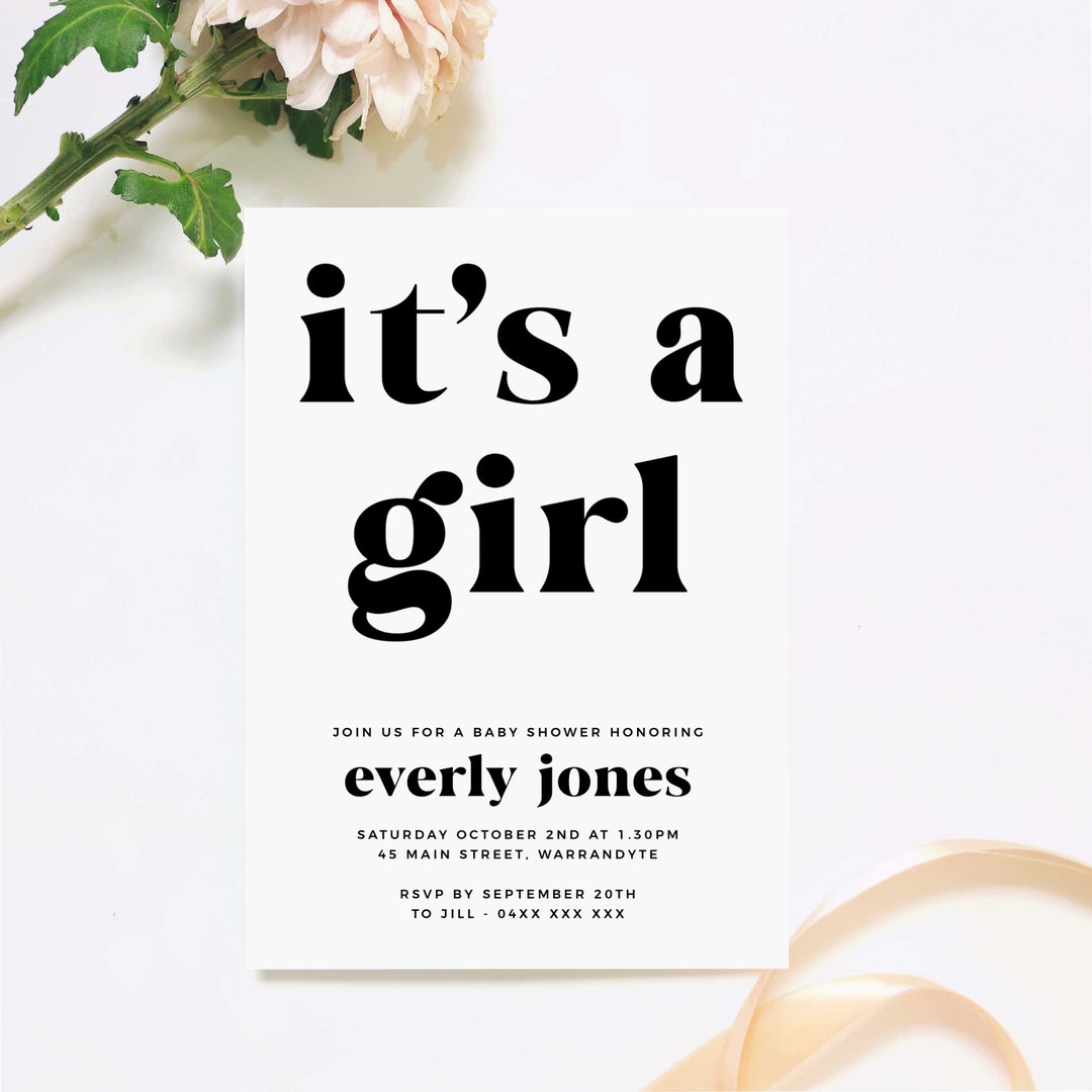 Modern Baby Shower Invitation INSTANT DOWNLOAD Template Minimalist Baby ...