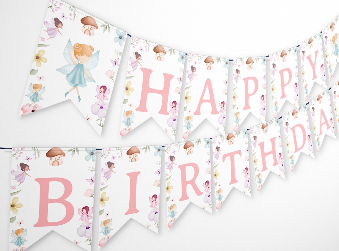Editable Birthday Party Banner Template, Enchanted Garland Printable ...