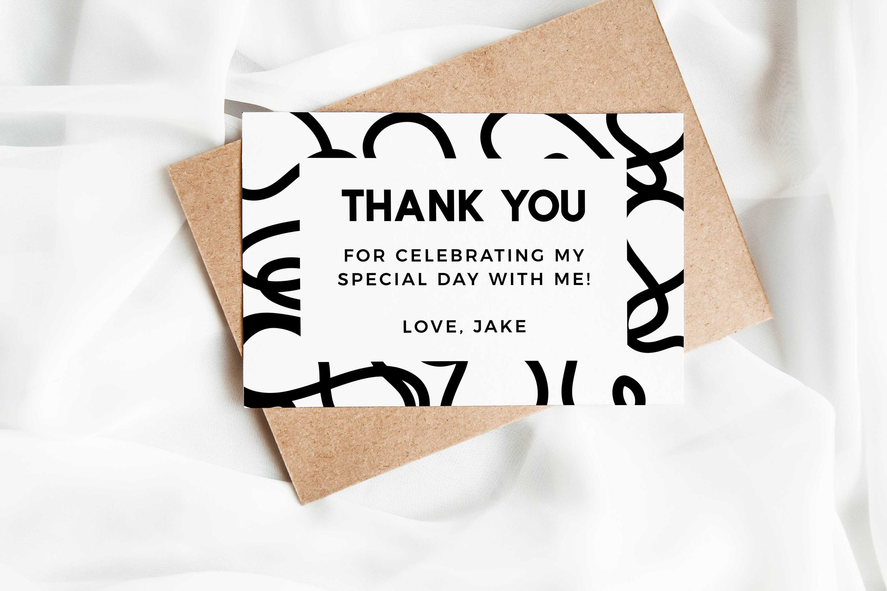 Plantilla De Nota De Agradecimiento En Blanco Y Negro