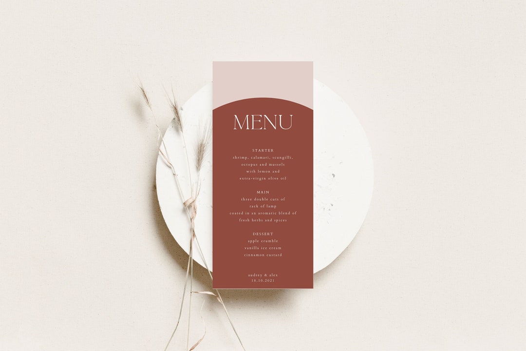 Arched Menu Editable Template, Instant Download Printable Modern Boho ...