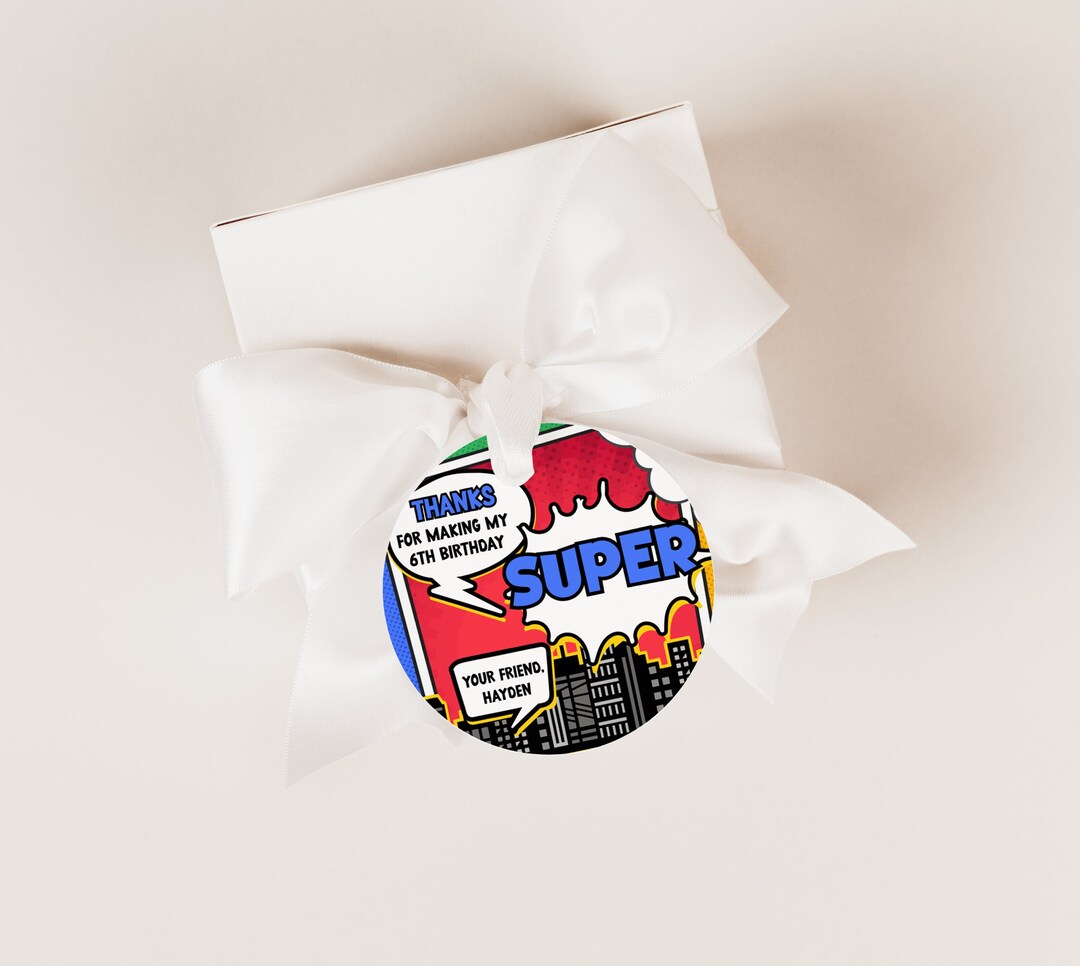 Superhero Favor Tags, Editable Printable Comic Book Gift Tags, Kids ...