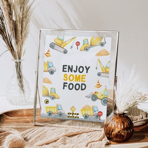 Construction Themed Food Table Sign Editable Template for Birthday ...
