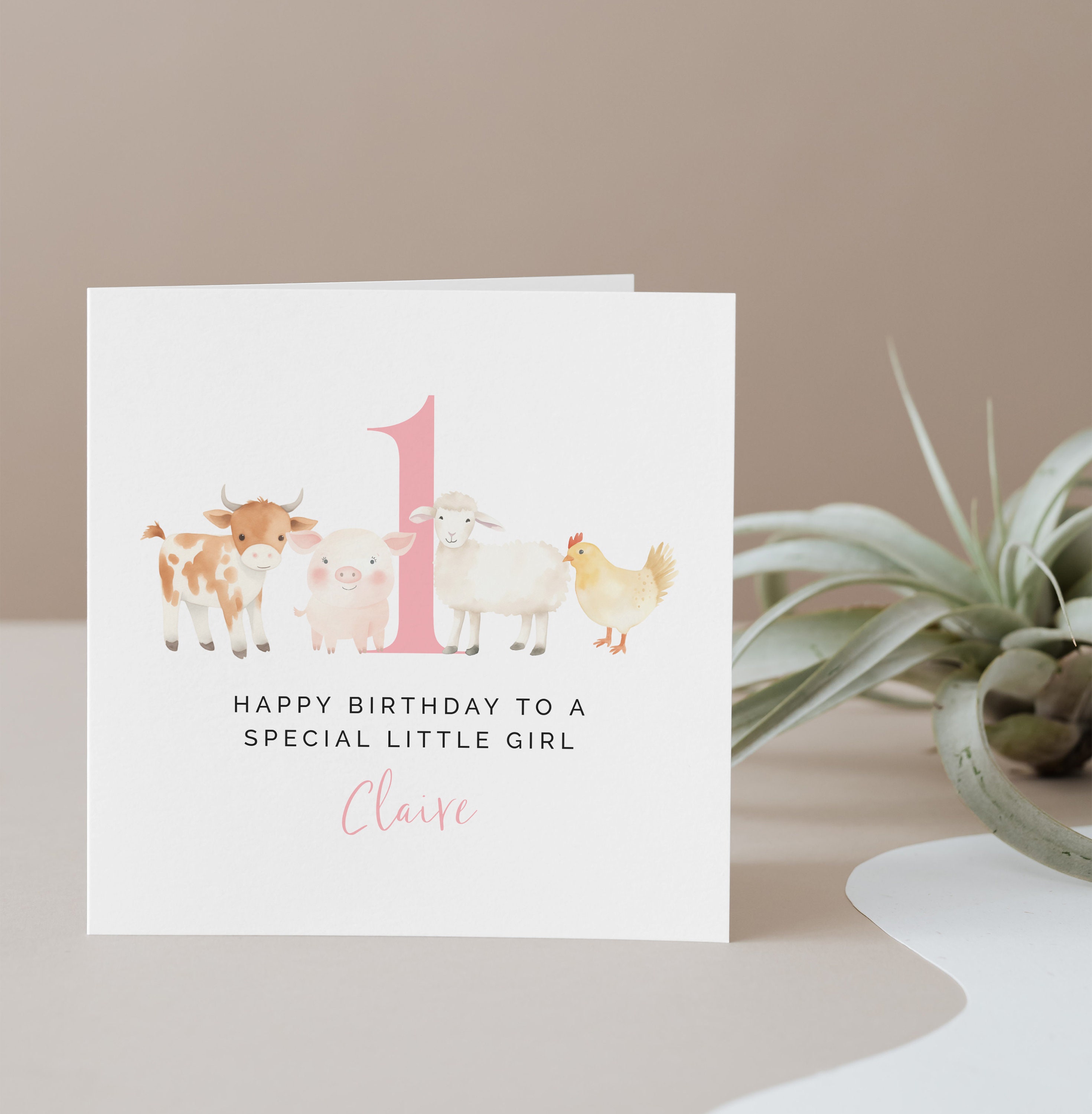 Editable Birthday Card Template, DIY Printable Farm Animal Cow Pig ...