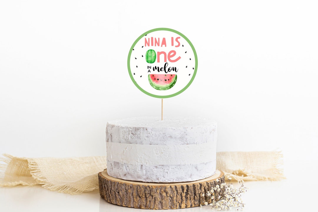 Watermelon Cake Topper, Editable Template Printable Instant Download ...