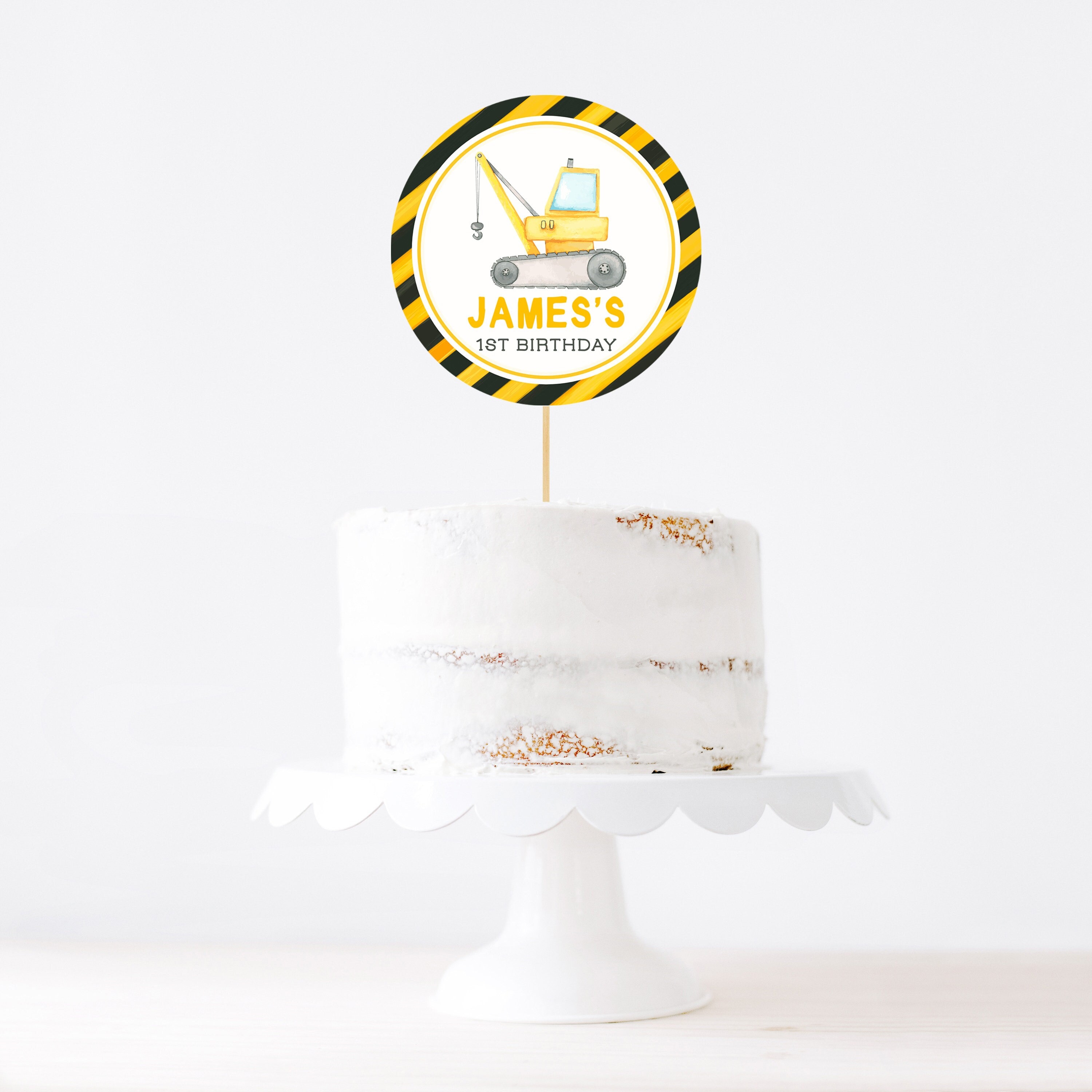 Editable Construction Themed Cake Topper Template for DIY - Etsy Australia